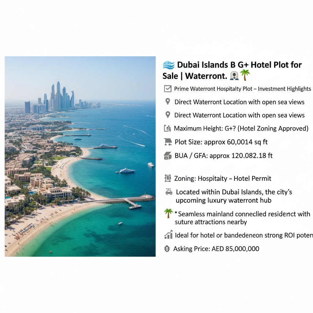Dubai Islands B G+ Hotel Plot for Sale | Waterfront.