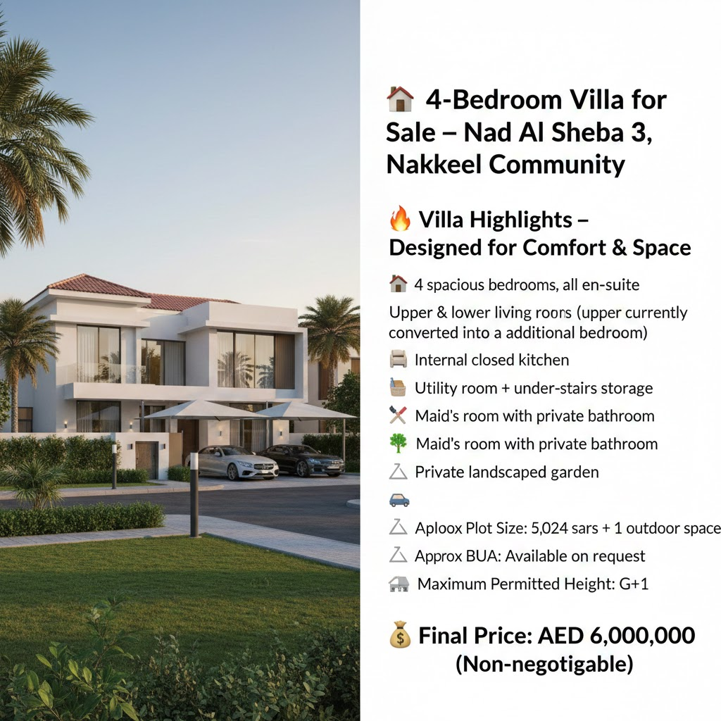 4-Bedroom Villa for Sale – Nad Al Sheba 3, Nakheel Community