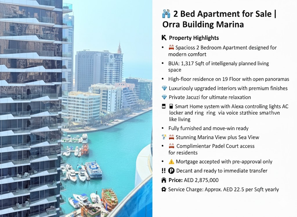️ 2 Bed Apartment for Sale | Orra Building Marina - Multaqare